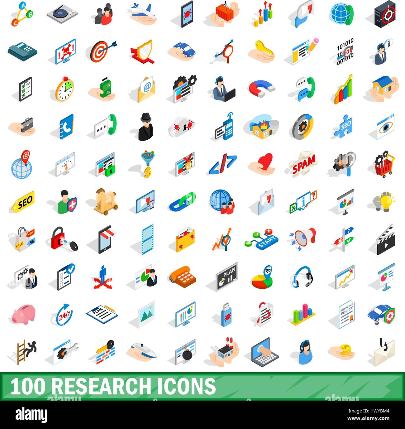 100 research icons set, isometric 3d style Stock Vector Image & Art - Alamy