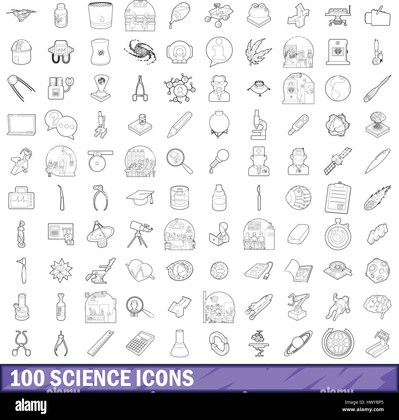 100 scientific laboratory icons set Stock Vector Images - Alamy