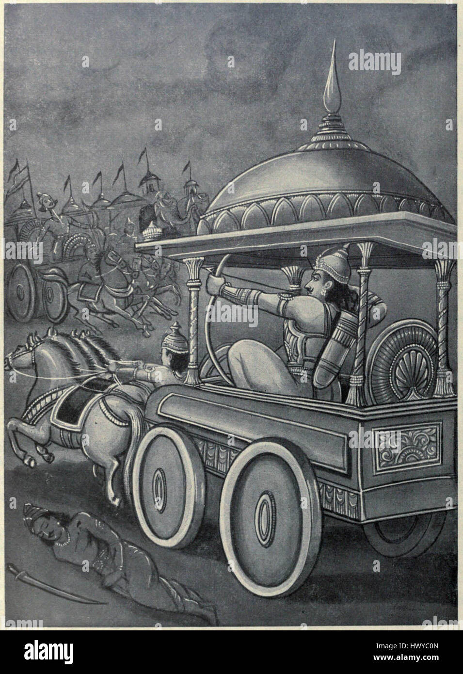 This scene depicts Bhima, one of the Pandava brothers from the Indian ...