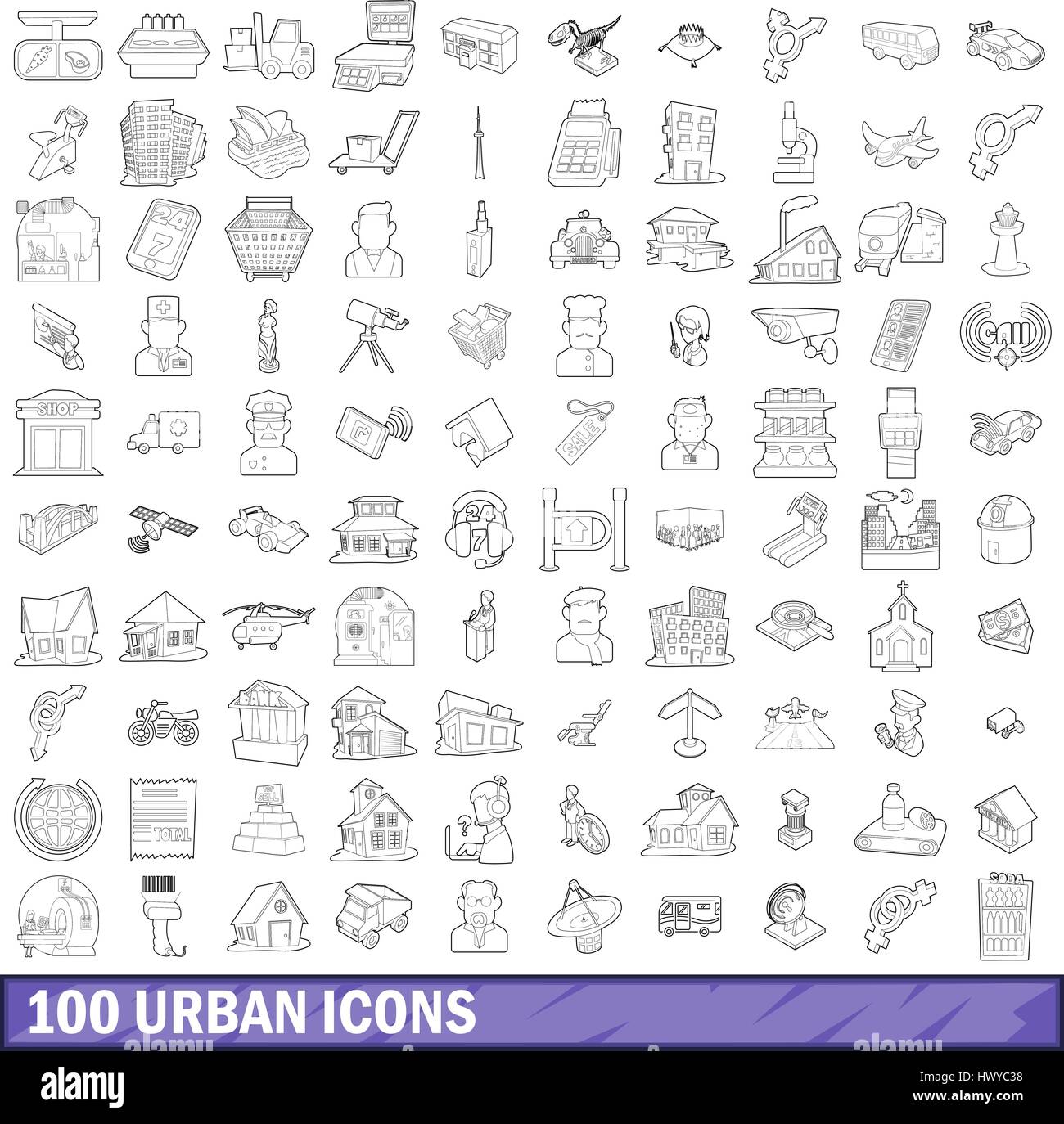 100 urban icons set, outline style Stock Vector Image & Art - Alamy 100 urban icons set, outline style Stock Vector Image & Art - Alamy