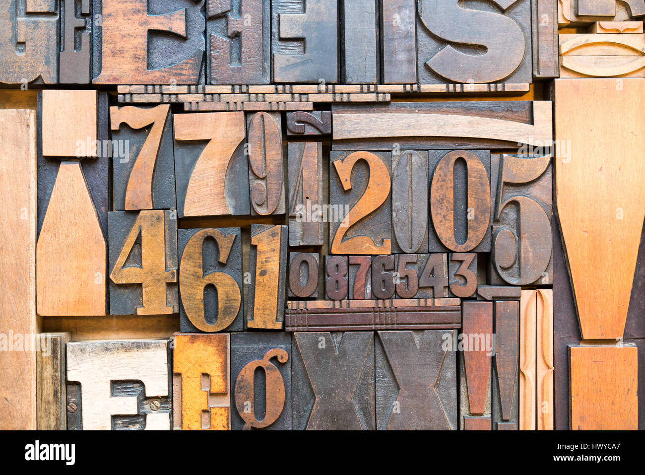 Wood block letter press lettering in macro detail Stock Photo - Alamy