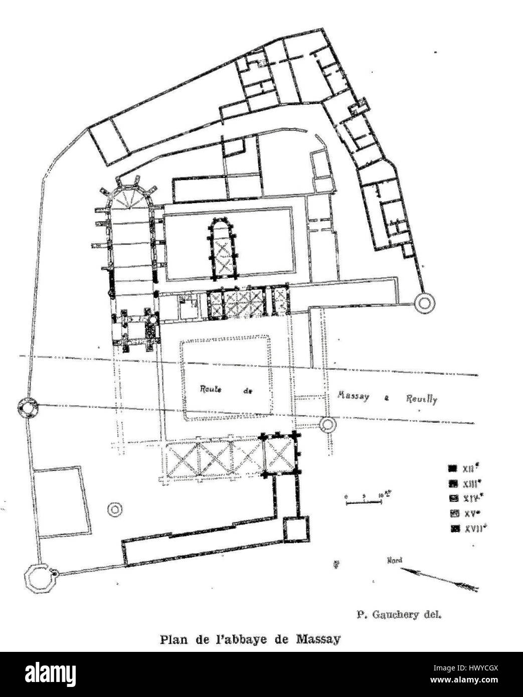 The plan of the Abbaye de Massay illustrates the architectural layout ...