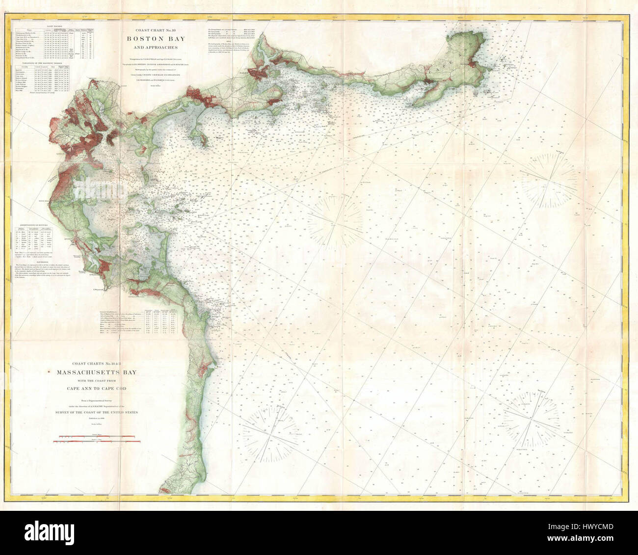 This 1866 U.S. Coast Survey map of Boston Bay details the geography and ...
