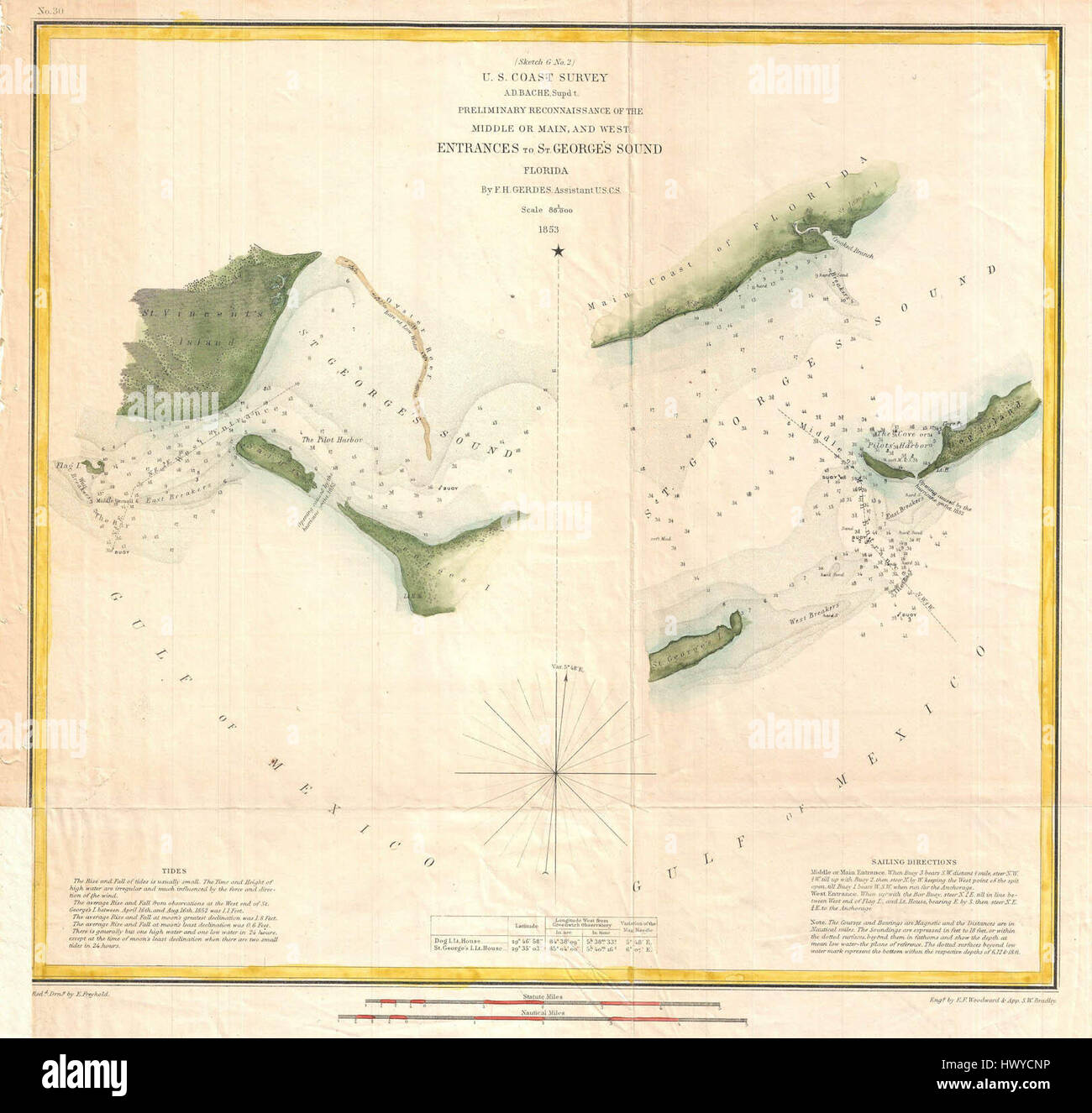 1853 u s coast survey chart map of st georges sound hi-res stock ...
