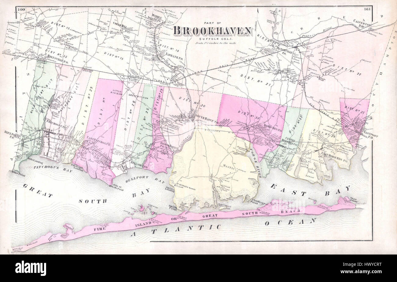 The '1873 Beers Map of Brookhaven and Fire Island' is a historical map ...
