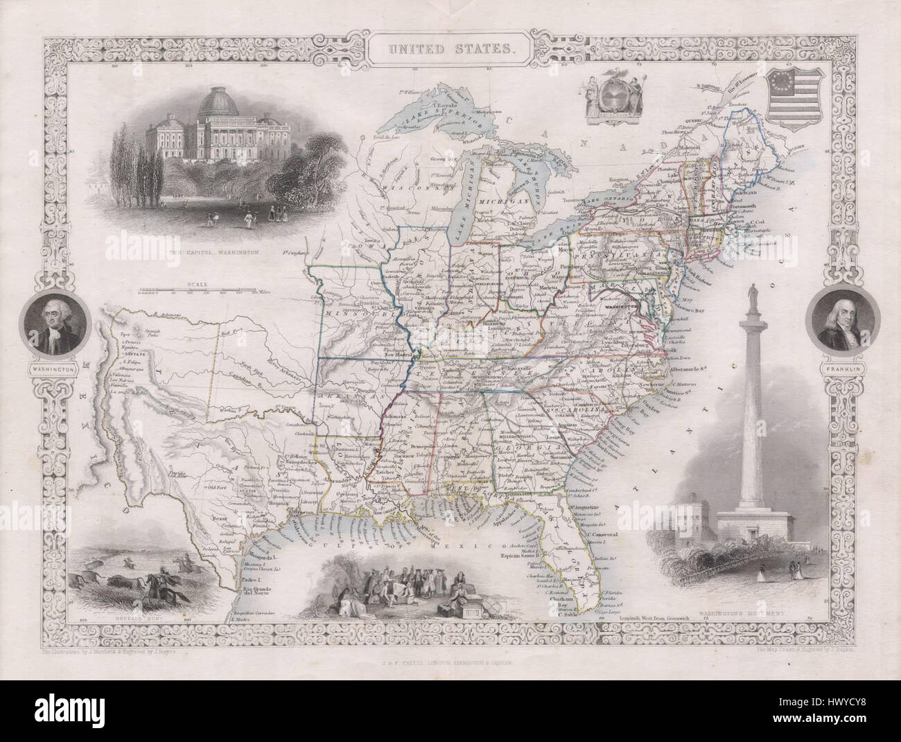 Map united states 1850 hi-res stock photography and images - Alamy