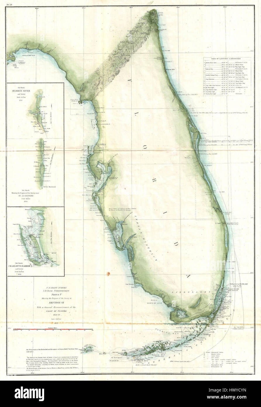 This 1859 U.S. Coast Survey map of Florida provides a detailed ...