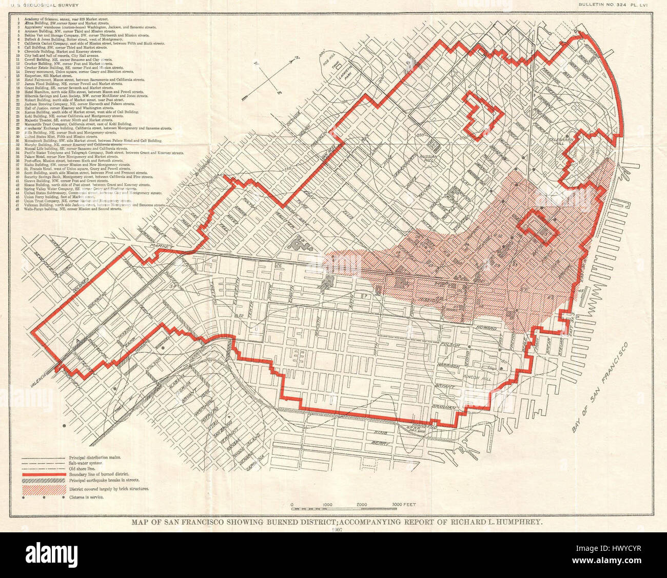 1907 Geological Survey Map of San Francisco after 1906 Earthquake ...