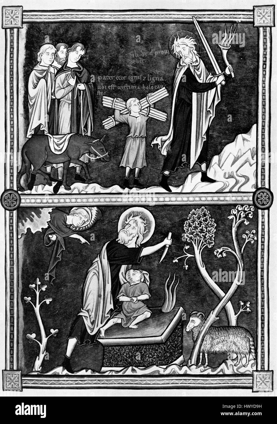 The 'Abraham und Isaak' scene from the Ingeborg Psalter illustrates the ...