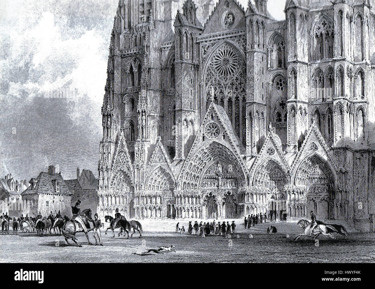 The Bourges Cathedral, depicted in this work from around 1840, is a ...