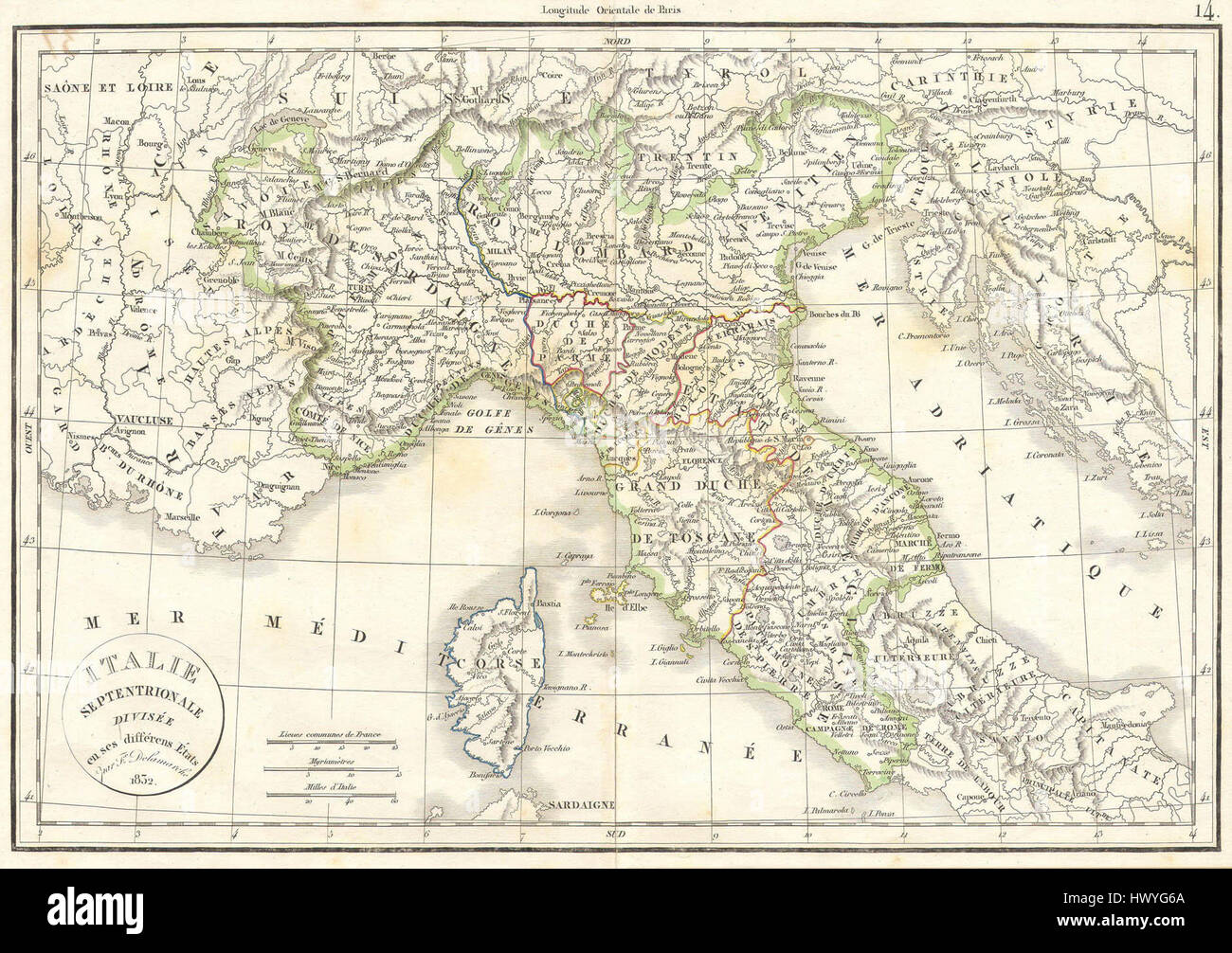 Italy map 19th century hi-res stock photography and images - Alamy