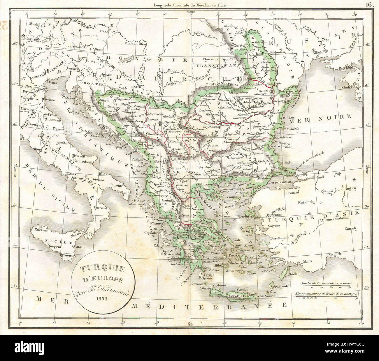 The 1832 Delamarche map of Greece and the Balkans provides a detailed ...