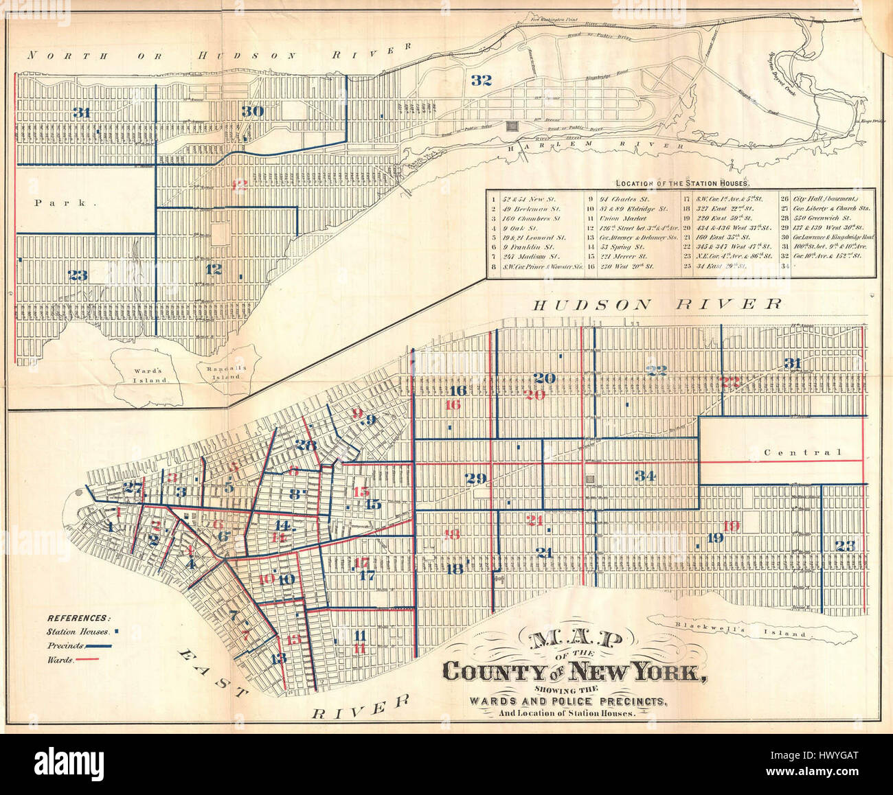 This 1871 map by Hardy details the organizational layout of New York ...