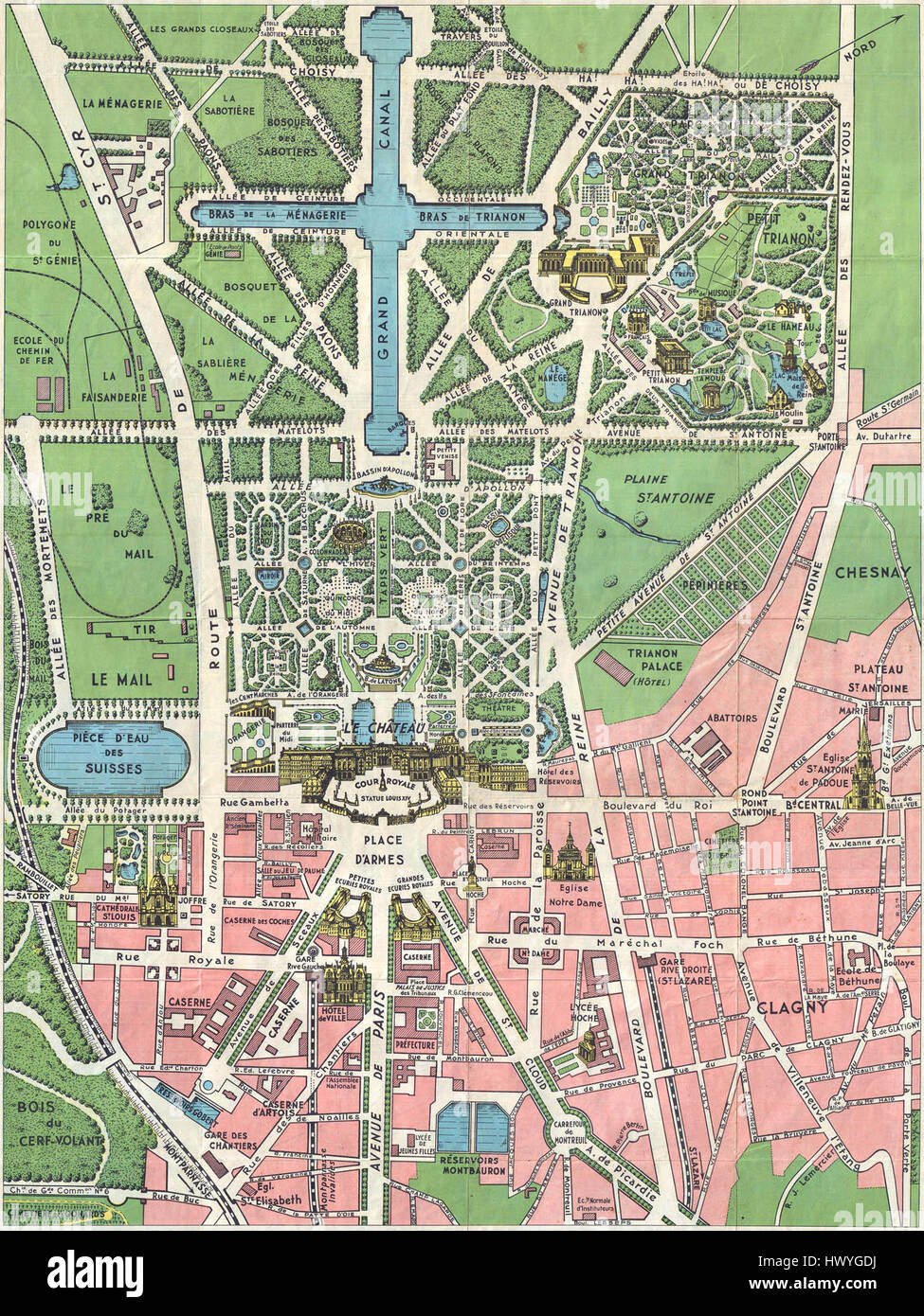 The 1920s Leconte Map of Paris with Monuments and the Map of Versailles ...