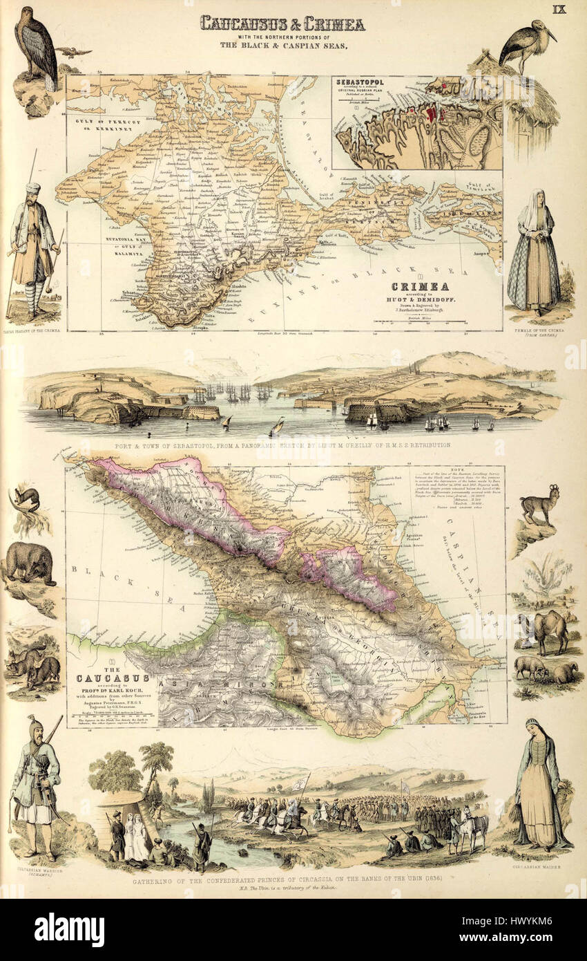 This map, created by Fullarton, A. & Co. in 1872, depicts the Caucasus ...