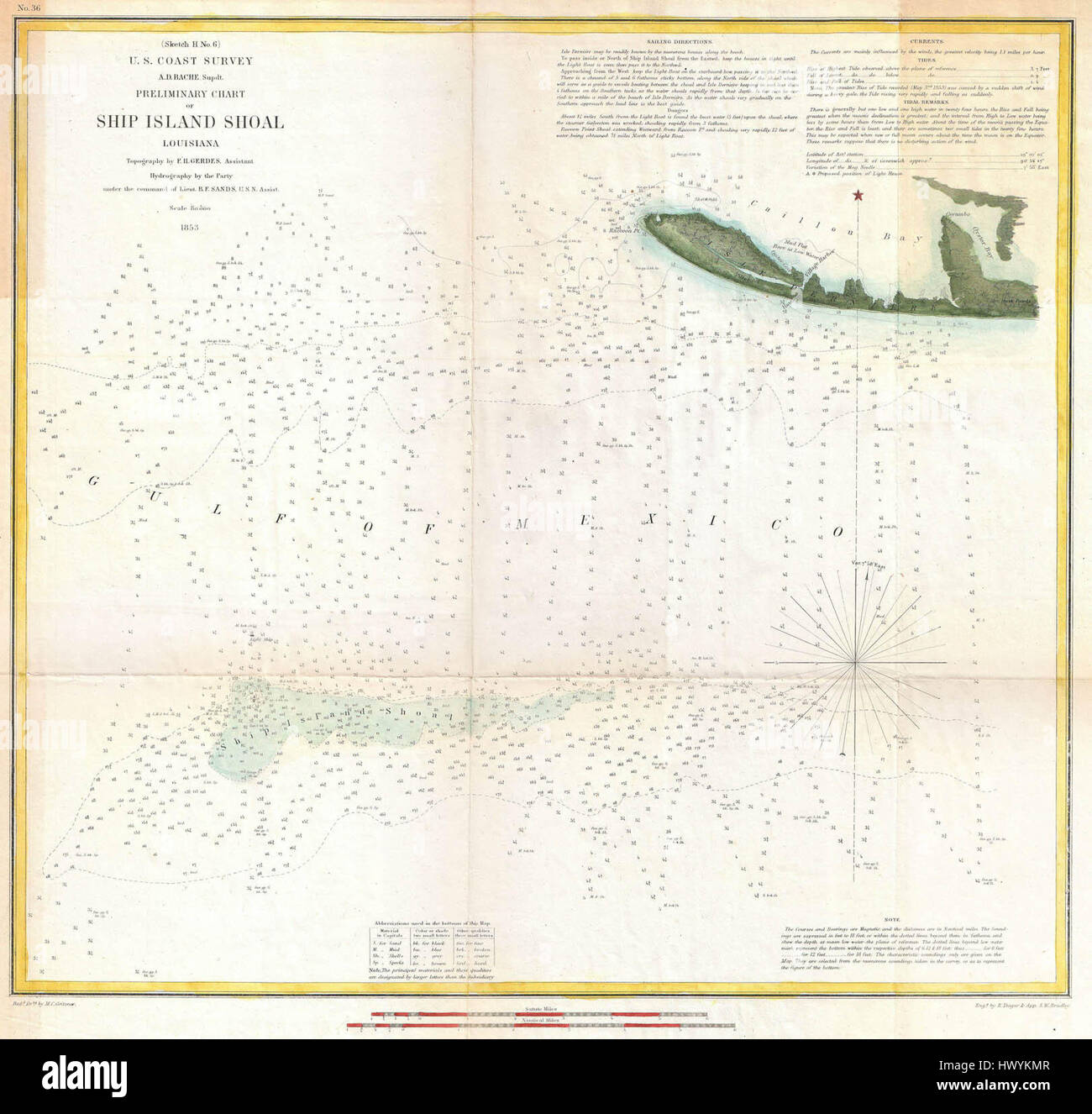 U S Coast Survey Map Of Ship Island Shoal High Resolution Stock ...