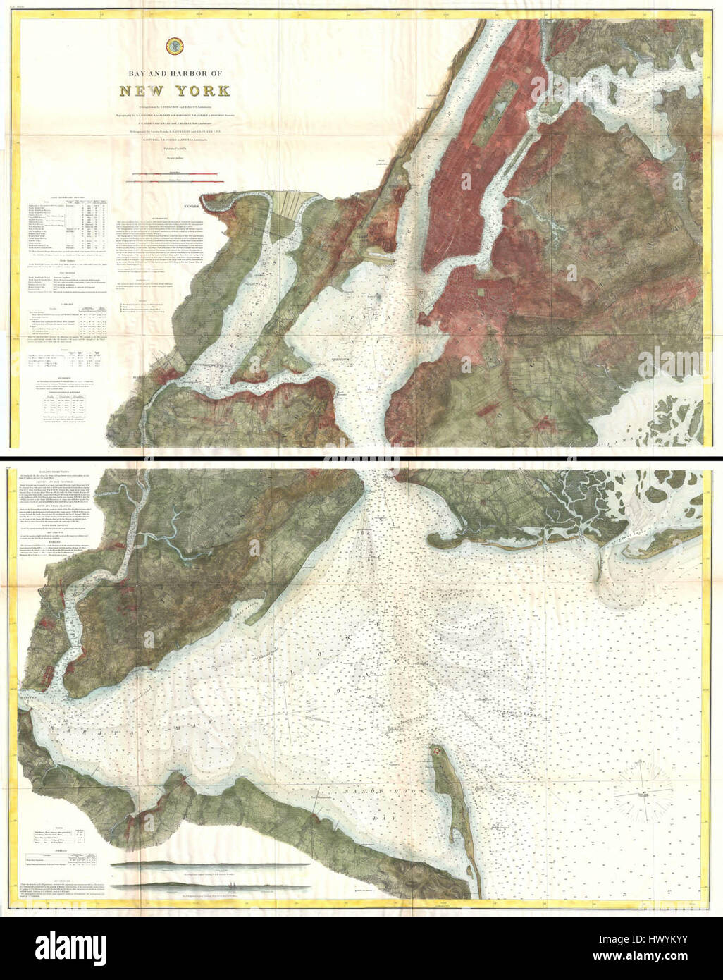 1874 u s coast survey map of new york city hi-res stock photography and ...