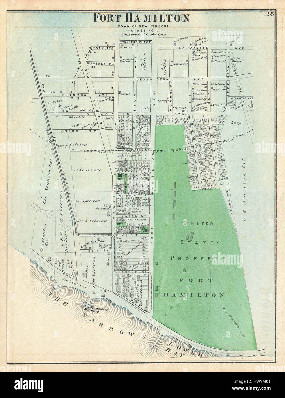This 1873 map of Fort Hamilton in Brooklyn, New York City, provides a ...