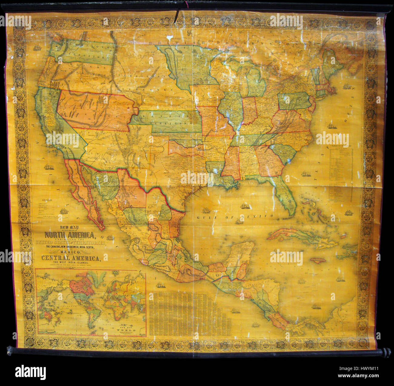 The 1854 Jacob Monk Wall Map of North America provides a detailed ...