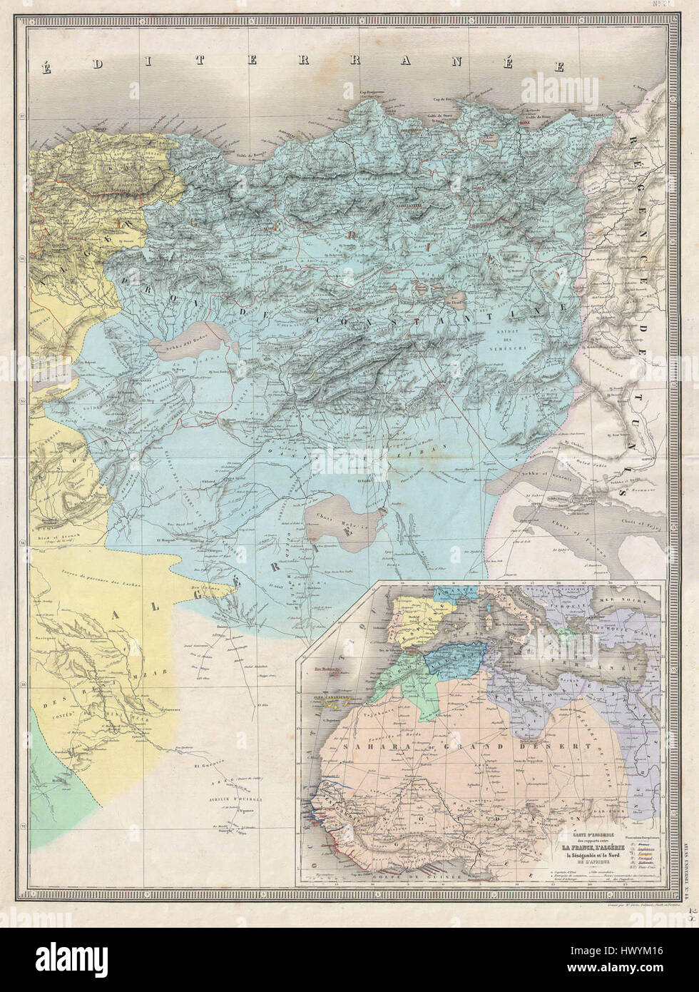 The 1857 Dufour Map of Constantine, Algeria, offers a detailed ...