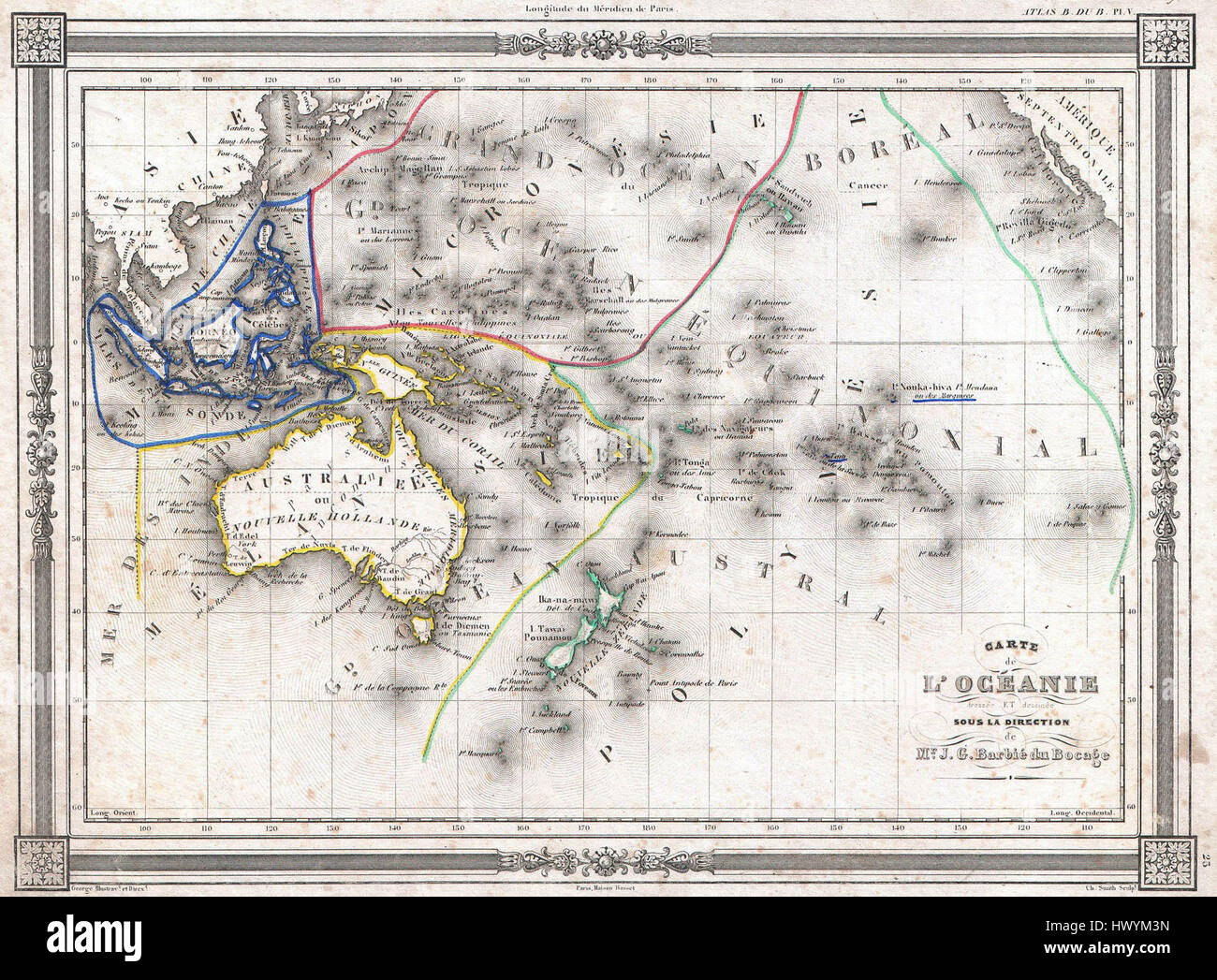 The 1852 Bocage map illustrates Australia and Polynesia, highlighting ...