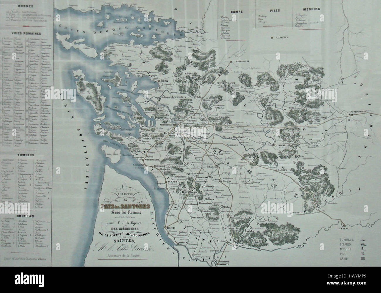 This map, titled 'Carte du pays de Santones sous les Romains,' depicts ...