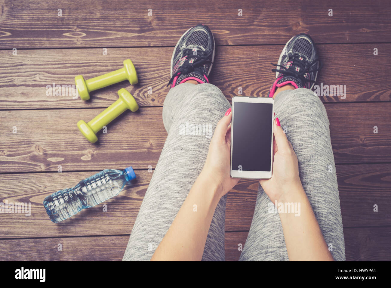Female fitness exercise. Top view Stock Photo - Alamy