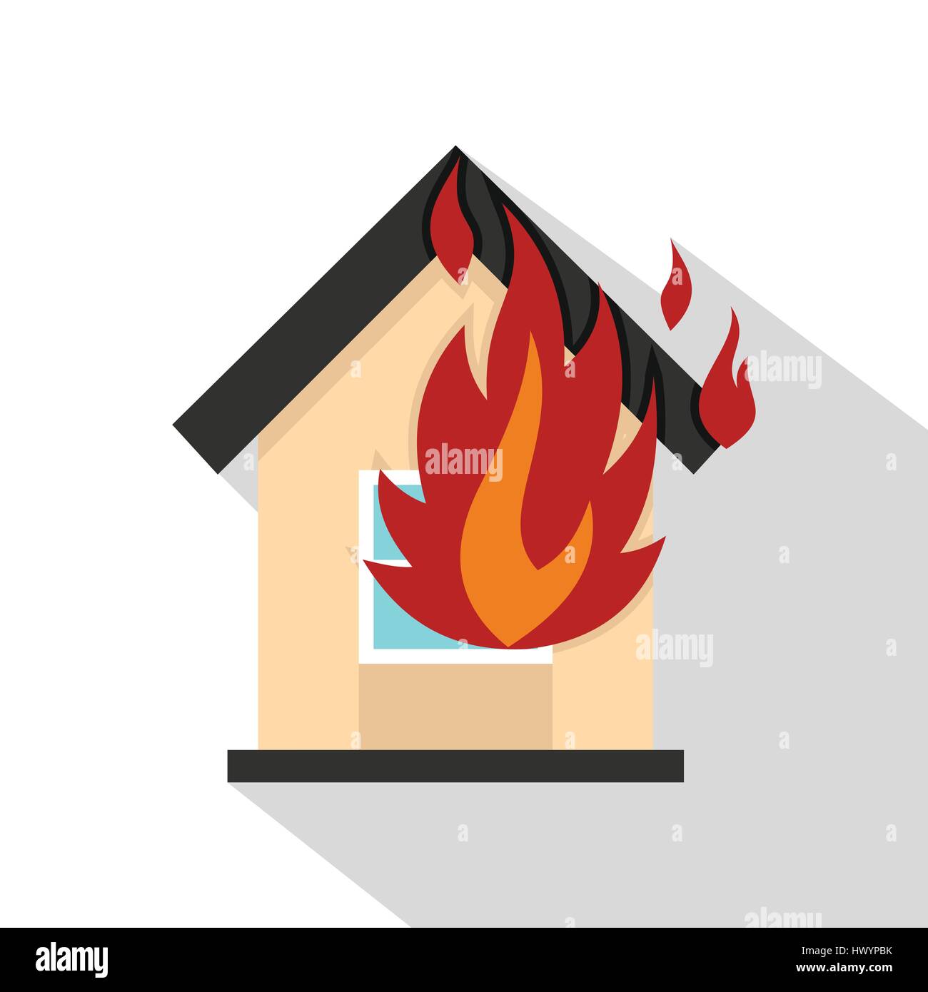 Flames from house window icon, flat style Stock Vector Image & Art - Alamy