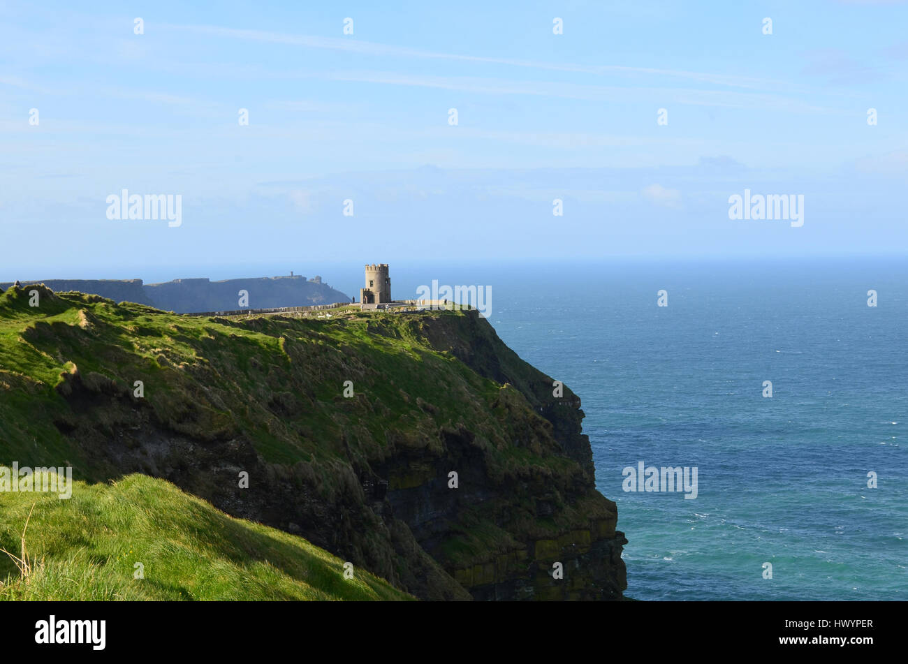 Round stone tower along the Cliff's of Moher sea cliffs Stock Photo - Alamy