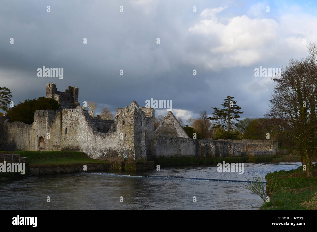 Desmond castle ruins along the river maigue in County Limerick Ireland ...