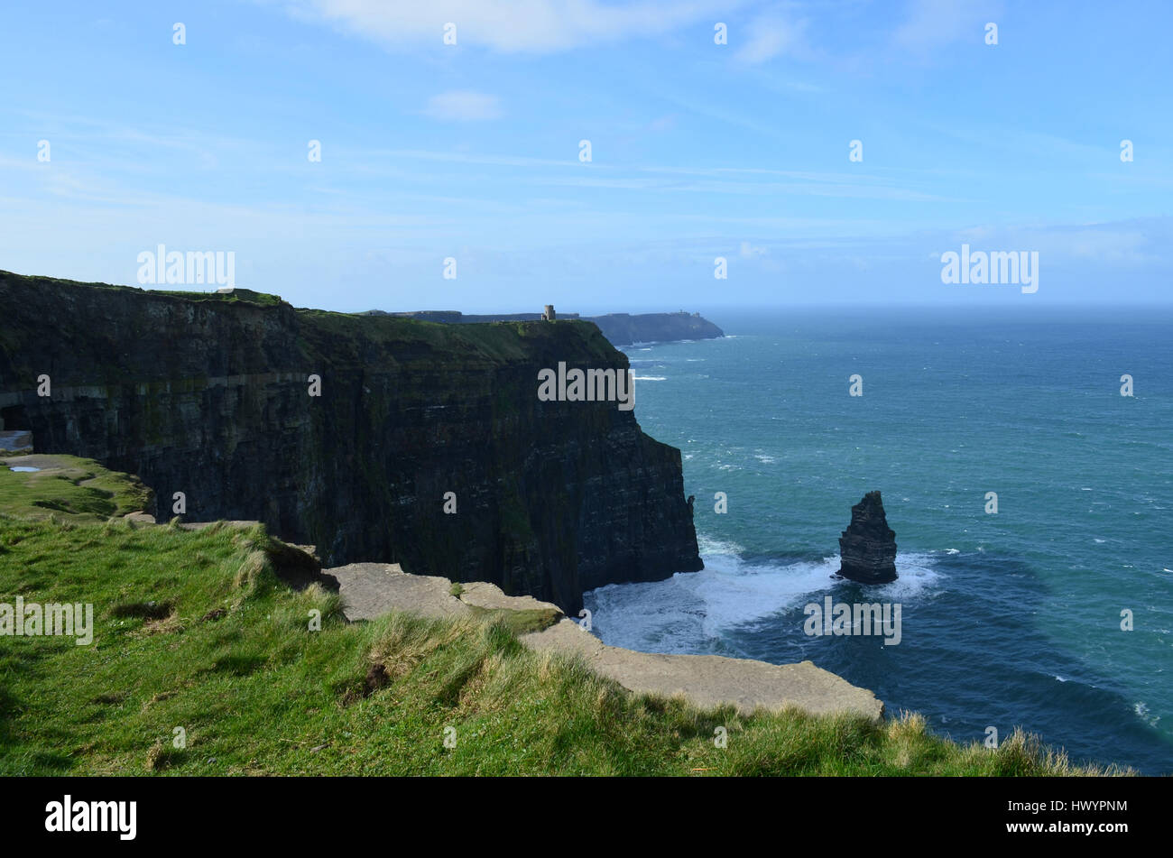 Cliff's of Moher and the Needle rock formation above Galway Bay Stock ...