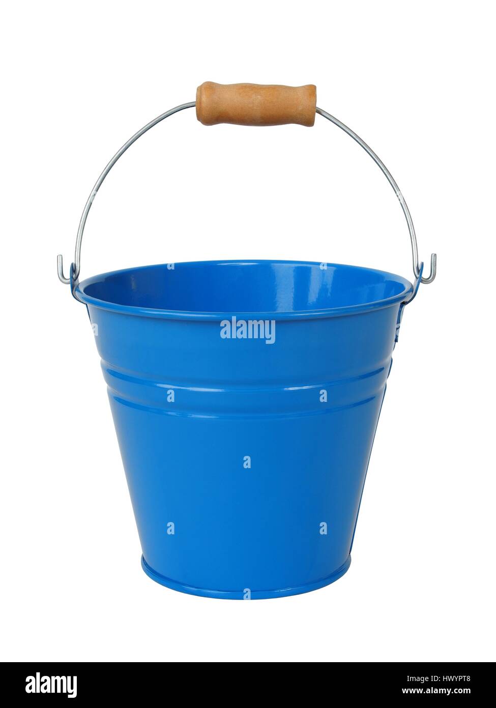 Blue metal bucket isolated on white background Stock Photo - Alamy