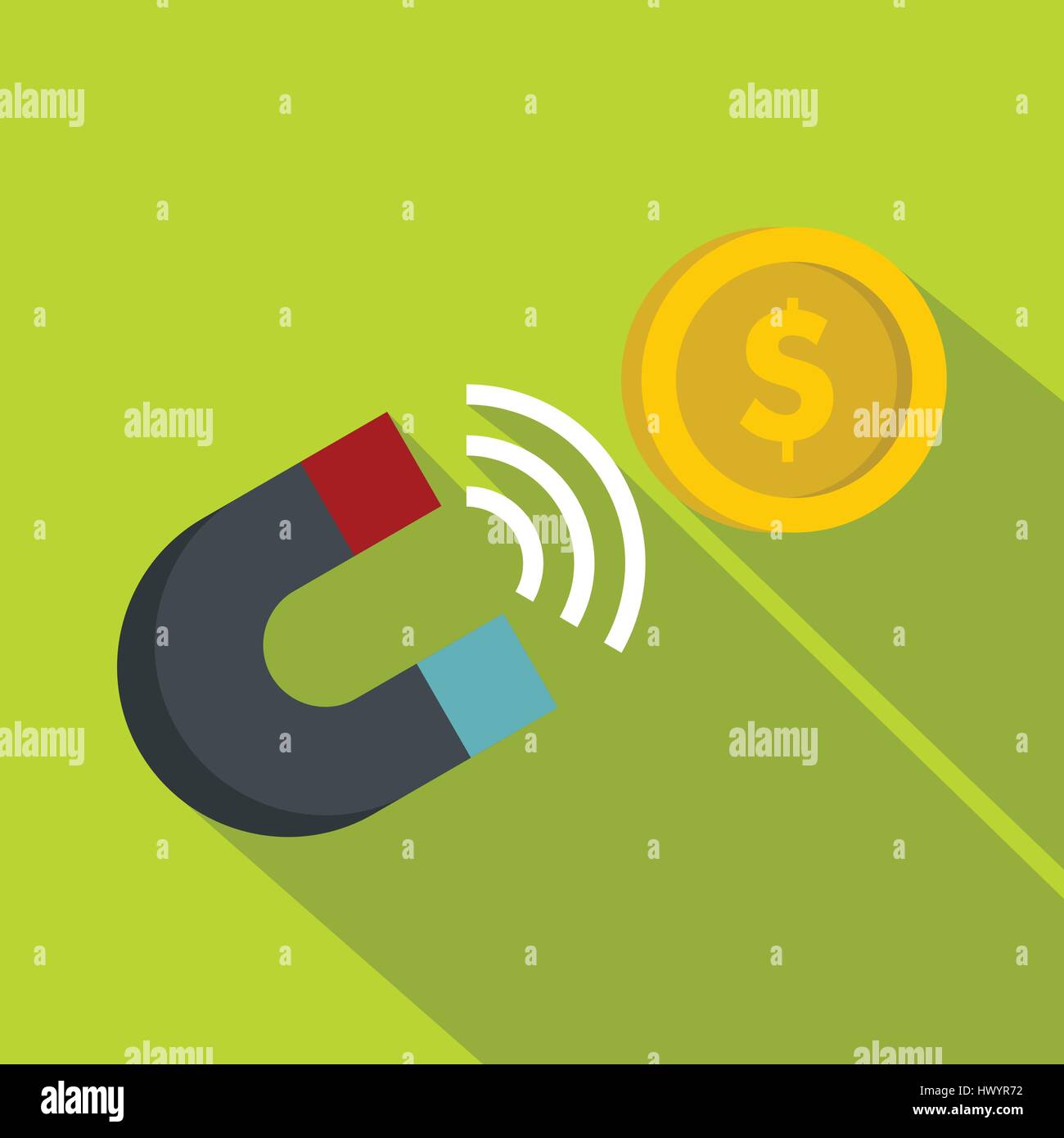Magnet with coin icon, flat style Stock Vector Image & Art - Alamy