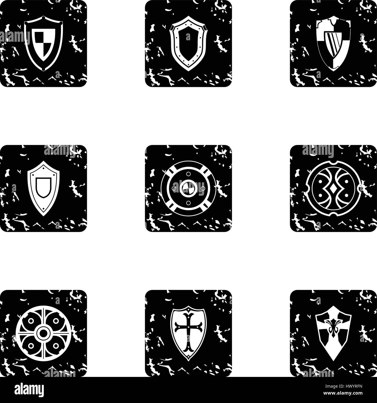 Army shield icons set, grunge style Stock Vector Image & Art - Alamy