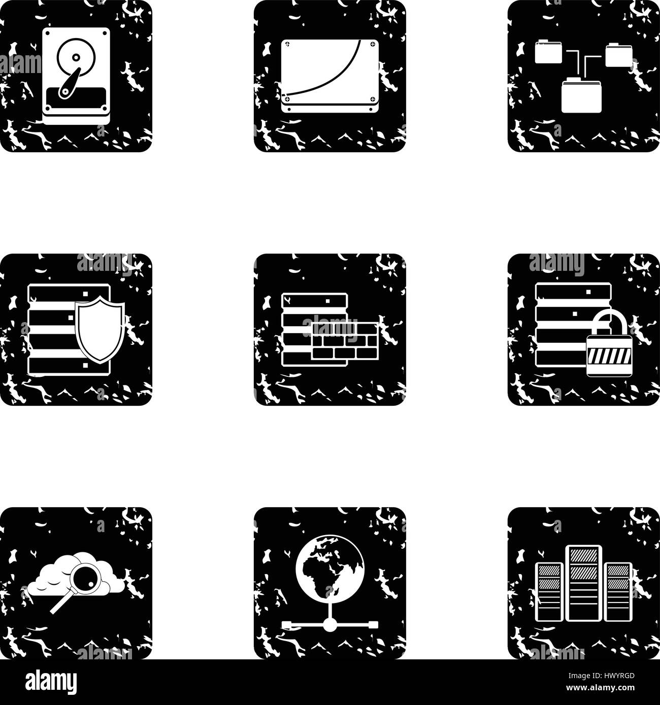 Computer setup icons set, grunge style Stock Vector Image & Art - Alamy