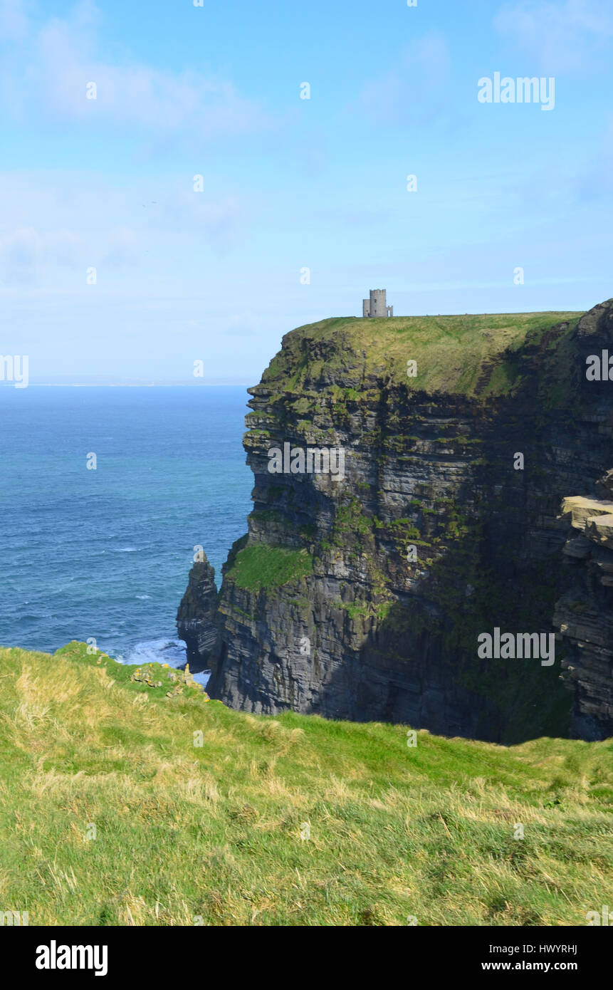 Amazing lush landscape along the sea cliffs of Ireland Stock Photo - Alamy