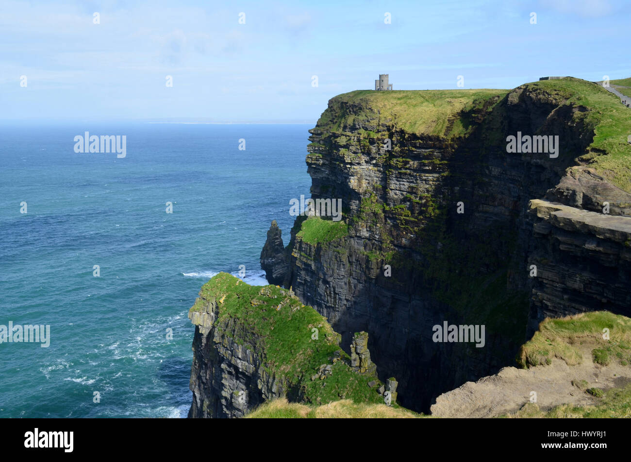 Gorgeous green grass growing along the sea cliffs in Ireland Stock ...