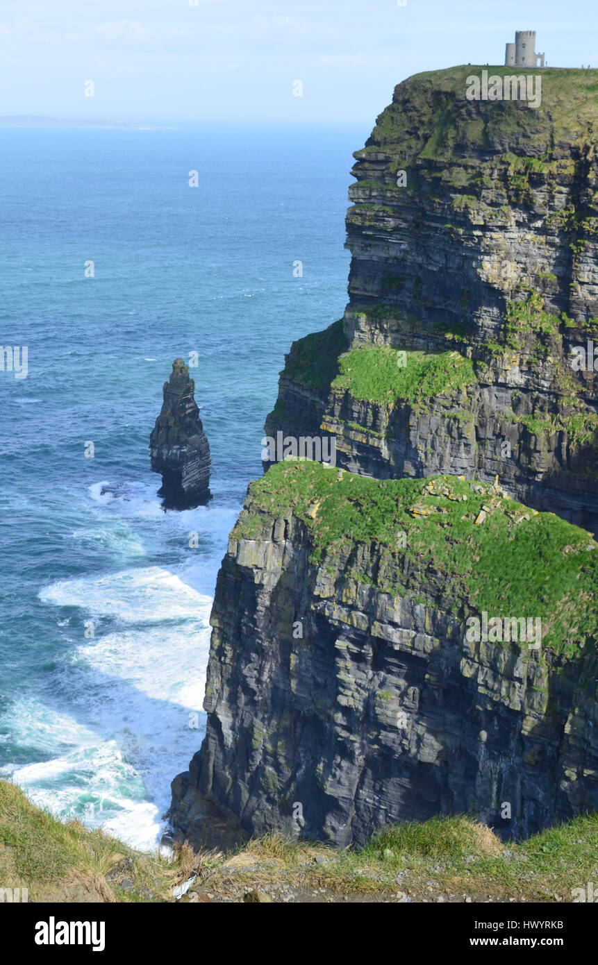 Amazing look at the Needle and the Cliff's of Moher in Ireland Stock ...