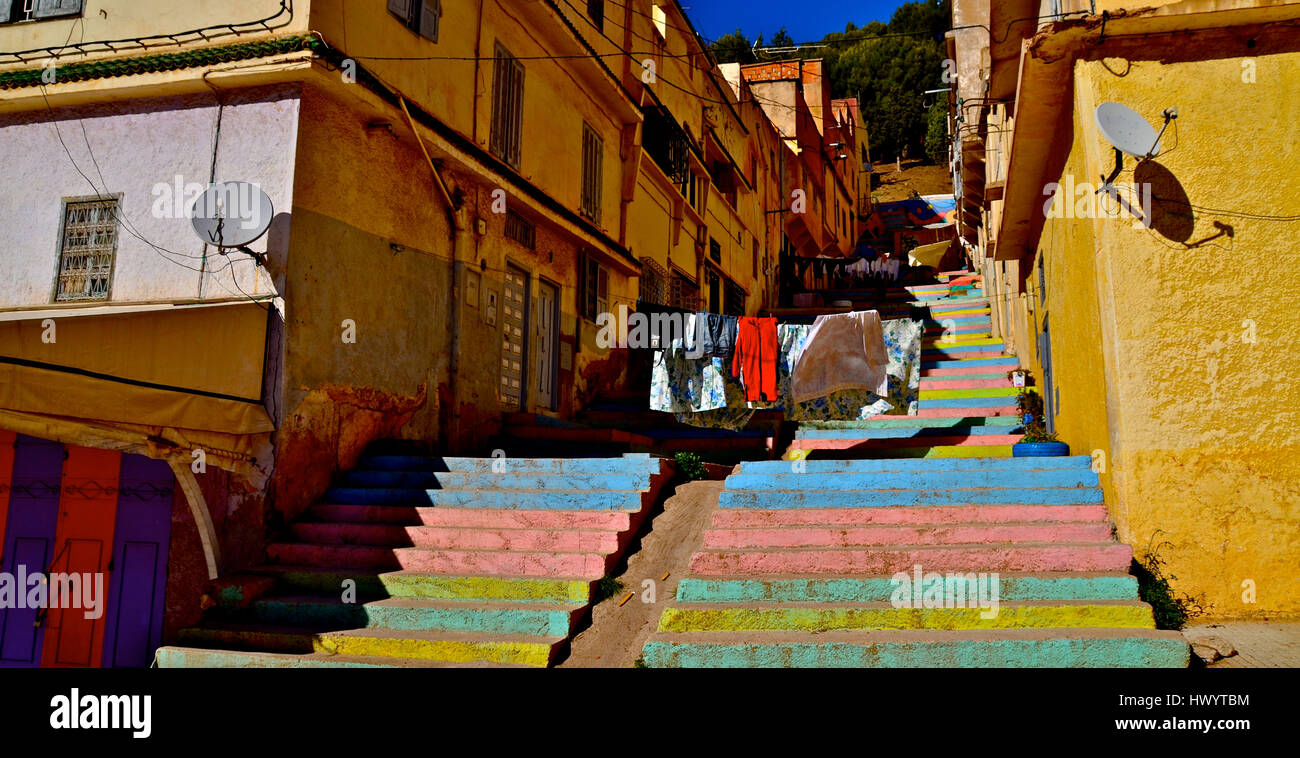 Painted steps in Morocco Stock Photo - Alamy