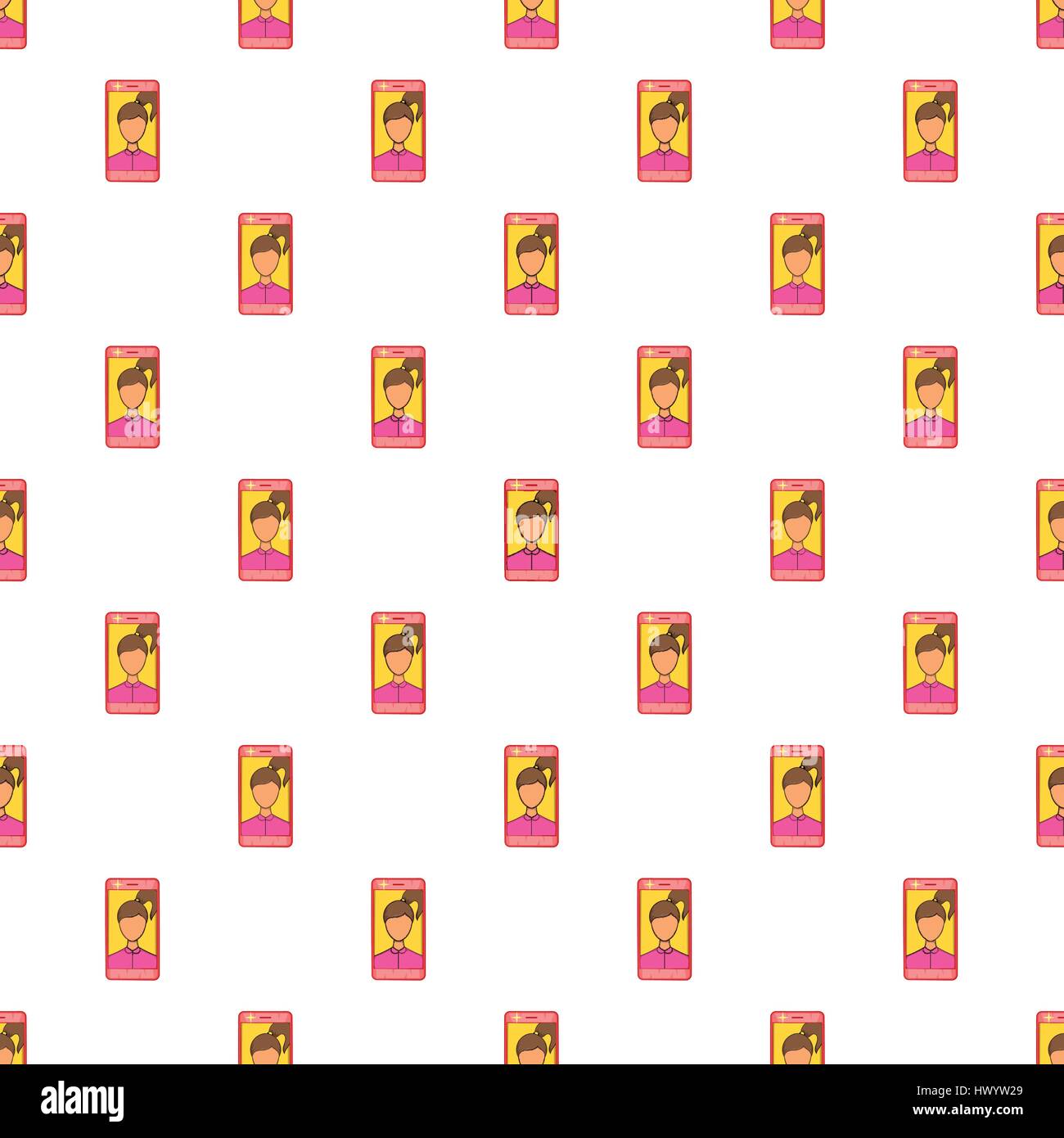 Photo girl in mobile pattern, cartoon style Stock Vector Image & Art ...
