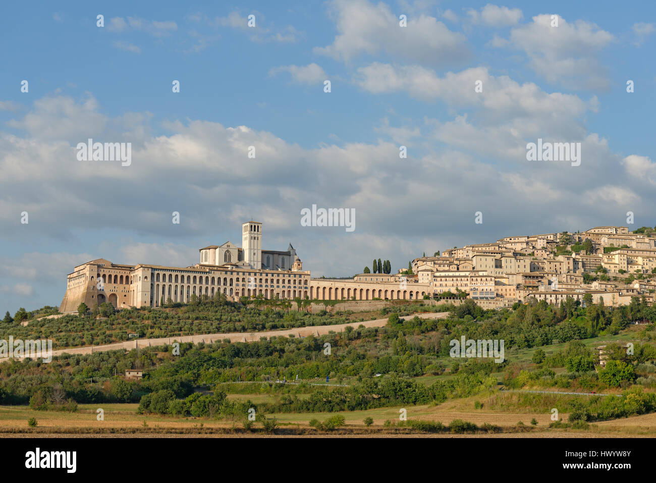Italy, Umbria, Assisi, Basilica of Saint Francis of Assisi and ...