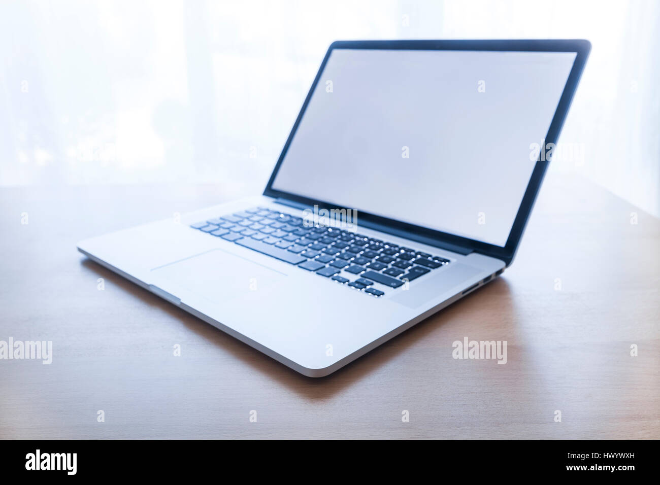 Laptop with empty display Stock Photo - Alamy