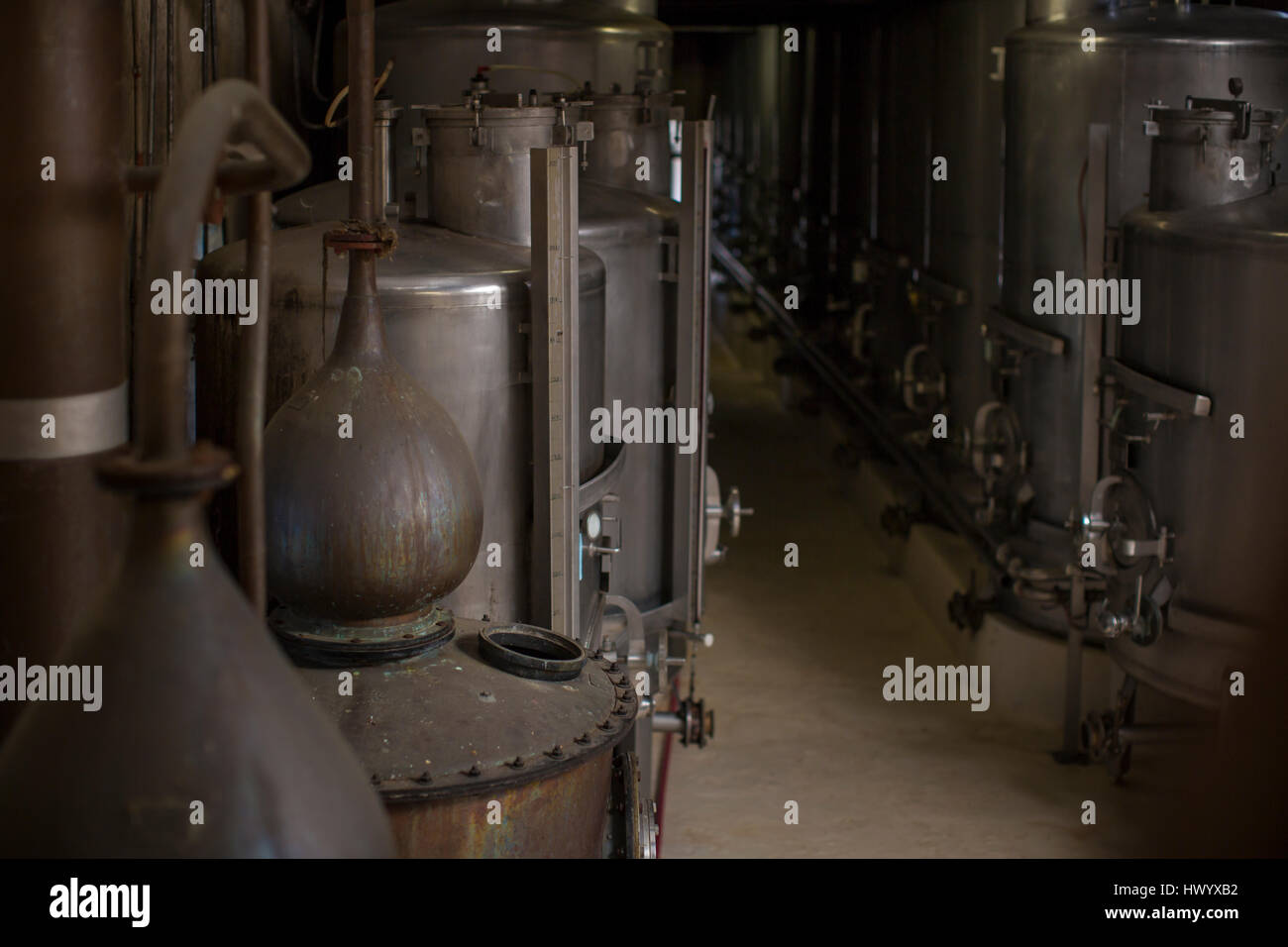 Old copper boilers in old whiskey distillery Stock Photo - Alamy