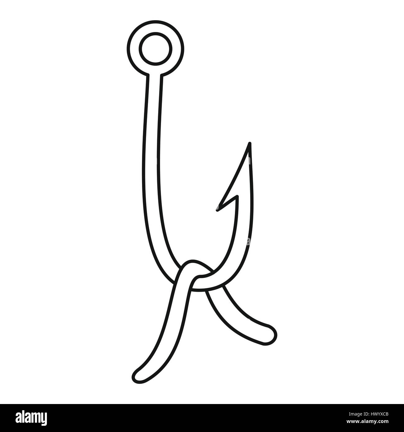 Fish hook with worm icon, outline style Stock Vector Image & Art - Alamy