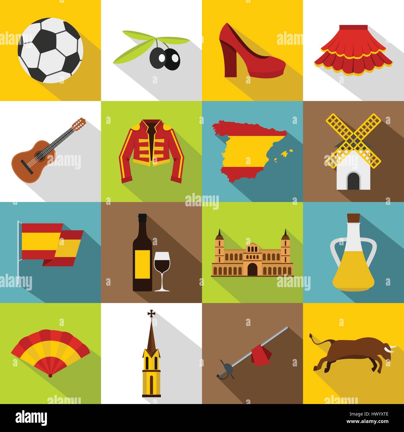 Spain travel icons set, flat style Stock Vector Image & Art - Alamy