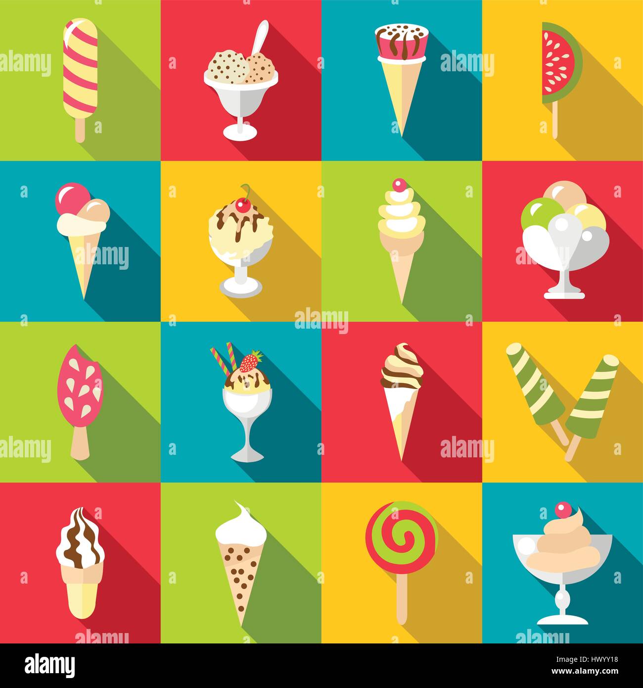 Ice cream icons set, flat style Stock Vector Image & Art - Alamy