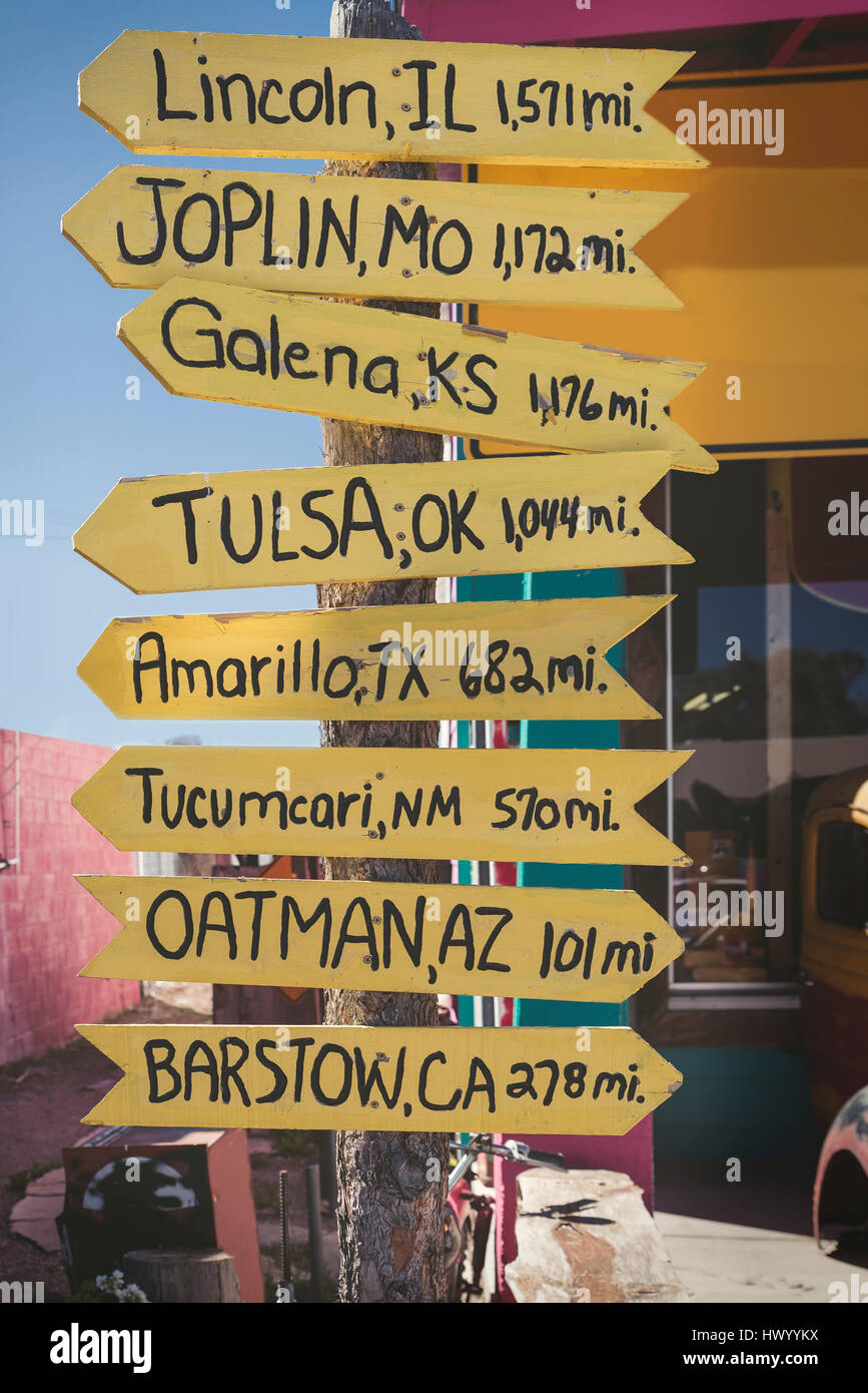 USA, Arizona, Seligman, signpost at Route 66 Stock Photo - Alamy