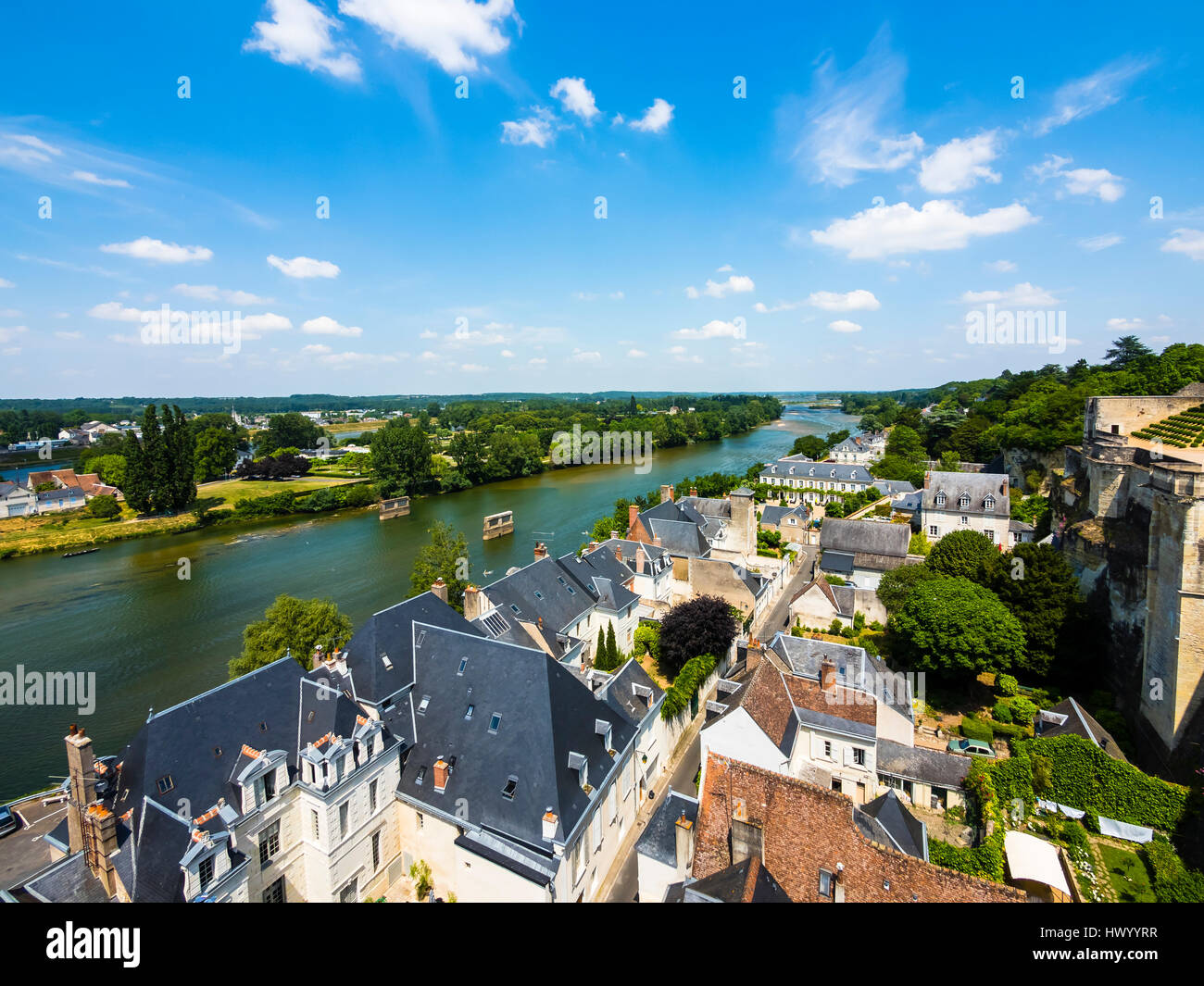 France, Amboise, view to the old town and River Loire from above Stock ...