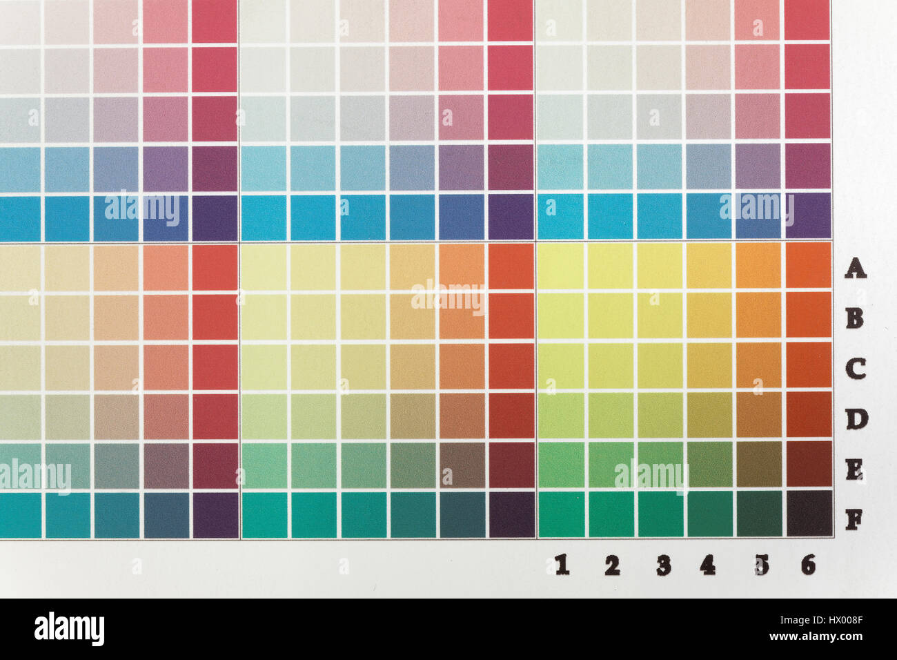 Very colorful test sheet printed with inkjet technique in a pre-press ...