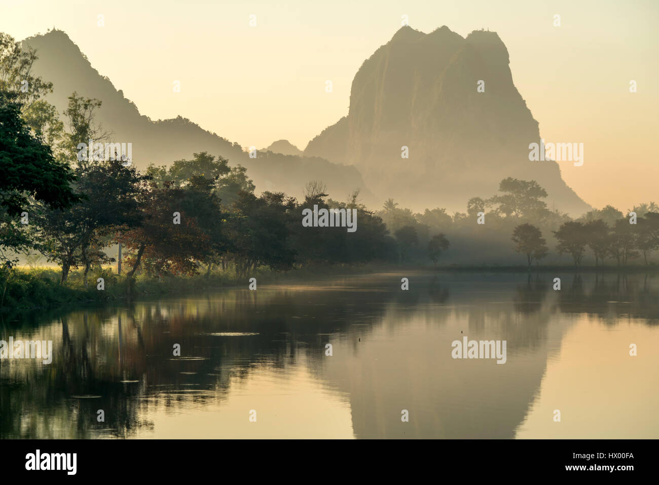 Myanmar, Hpa-an, Mount Zwegabin and Kan Thar Yar Lake Stock Photo - Alamy